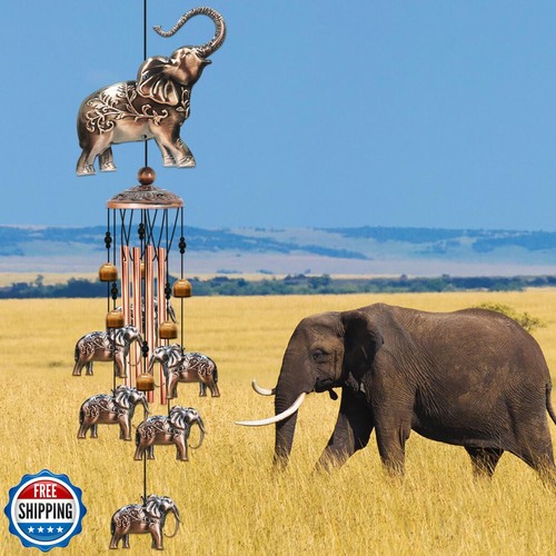 JUNQIU Elephant Wind Chimes, Elephant Gifts for Women, Copper Elephant ...