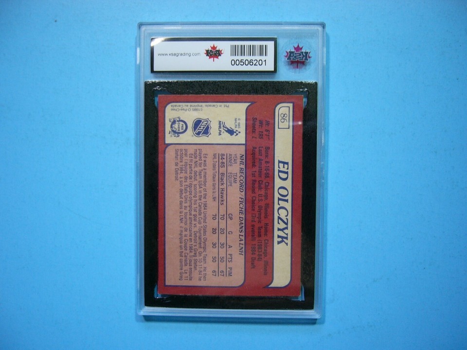 1985/86 O-PEE-CHEE NHL HOCKEY CARD #86 ED OLCZYK ROOKIE KSA 8 NM/MINT ...