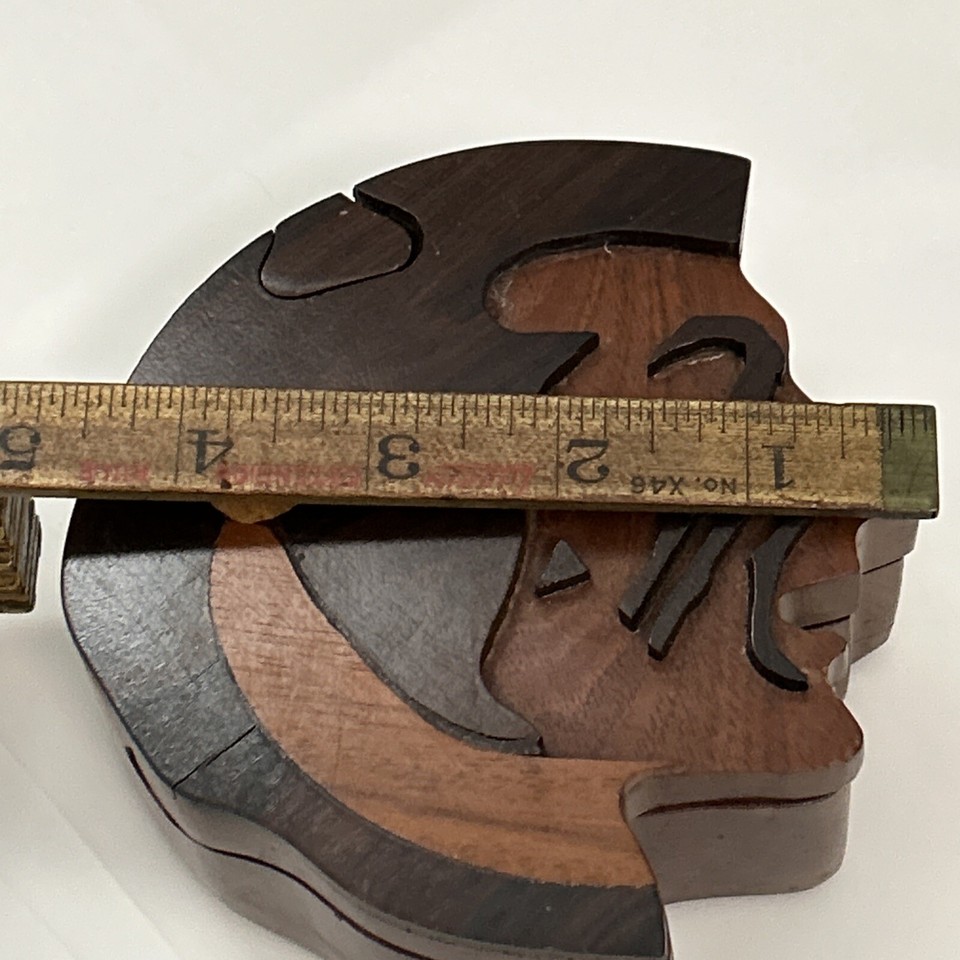 Vintage FSU Seminole Head Indian Hand Carved Secret Wooden Puzzle Box ...