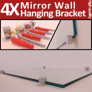 4 Mirror Wall Hanging Fixing Kit Chrome Plastic Clips Mirror Wall ...