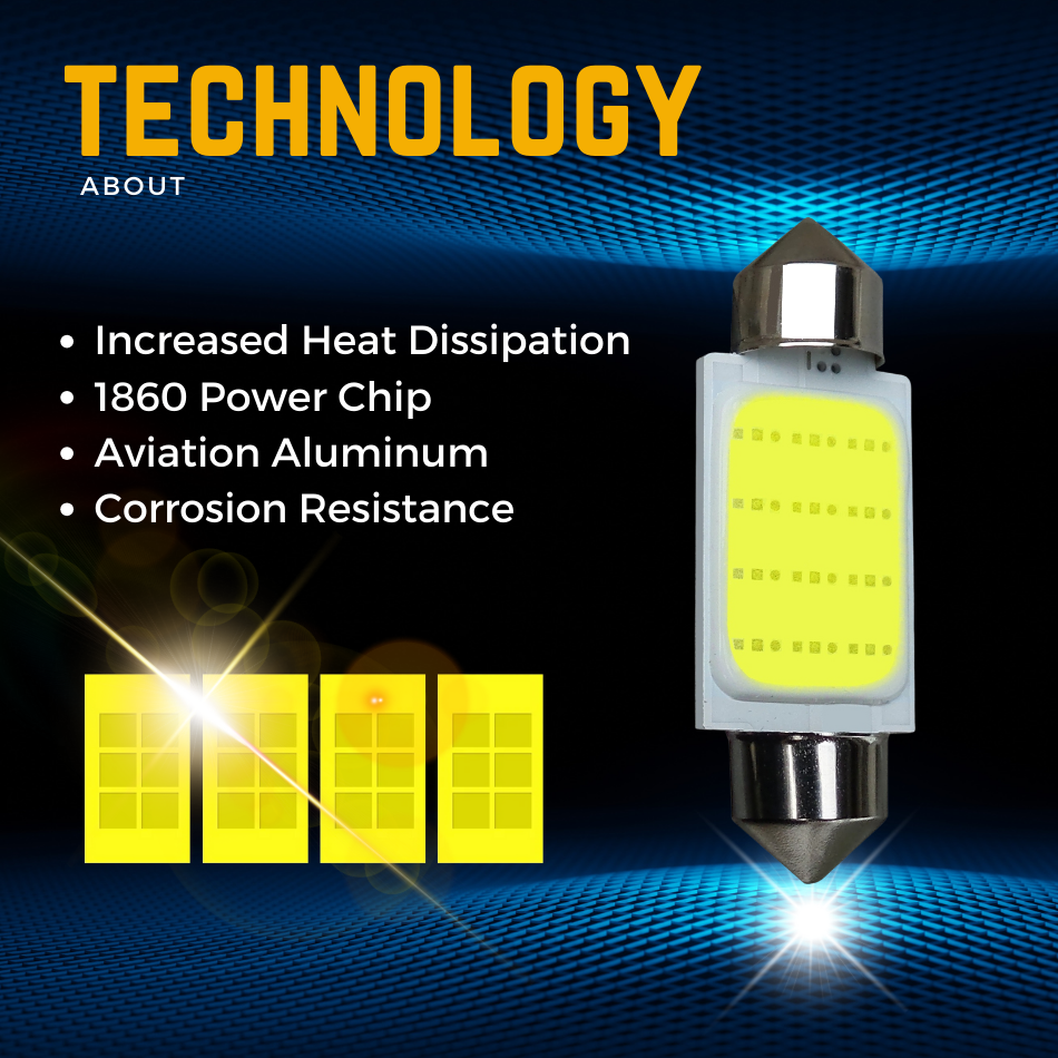 239 272 Car Led Number Plate Light Bulbs C5W Festoon Cob White 31 36 39 ...