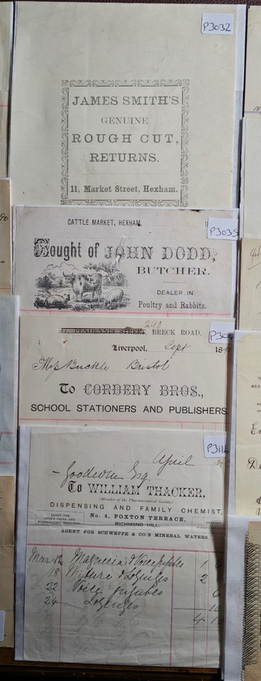 1881-1898 Fantastic Lot of 29 UK Victorian Business Invoices & Ephemera ...