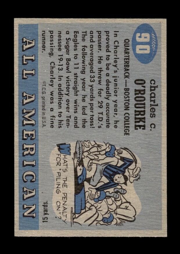 1955 Topps All-American Set-Break # 90 Charlie O'Rourke NM-MT OR BETTER ...