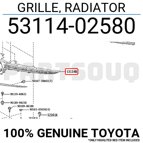 5311402580 Genuine Toyota GRILLE, RADIATOR 53114-02580 | eBay