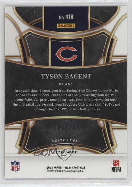 2023 Panini Select Suite Level Tri-Color Prizm /149 Tyson Bagent #416 ...