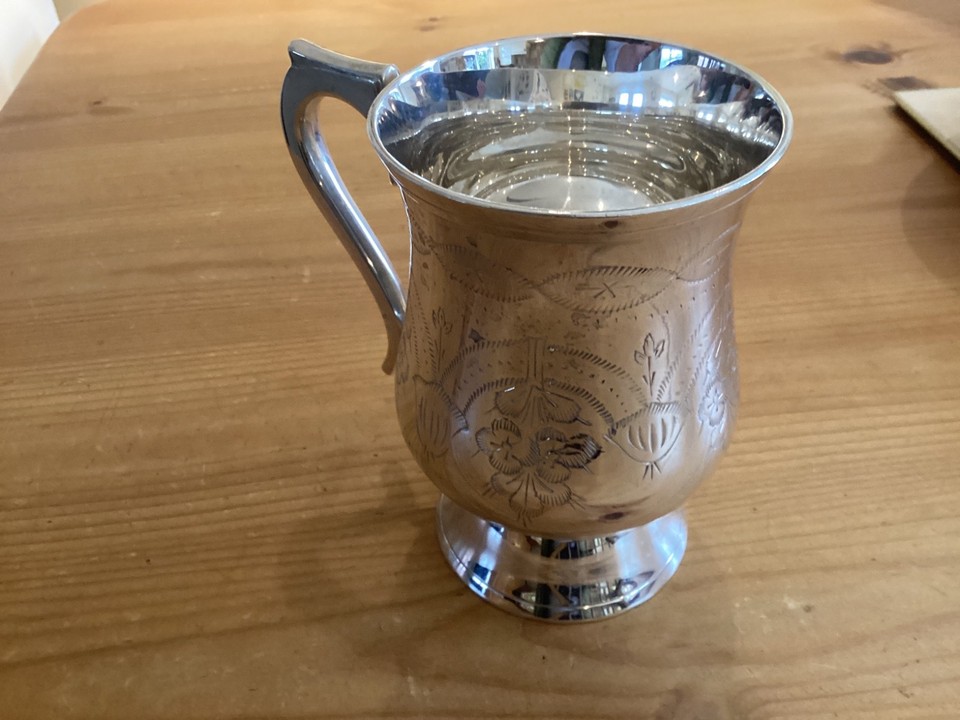 Vintage Silver Plated Tankard 1 pint Engraved Unused 1950s | eBay