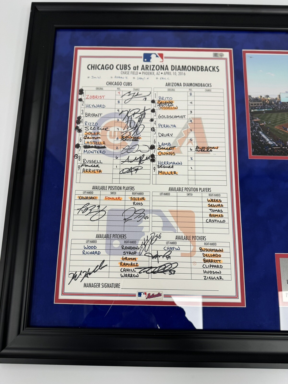 2016 Chicago Cubs World Series Champs Team-Signed Game Used Lineup Card ...
