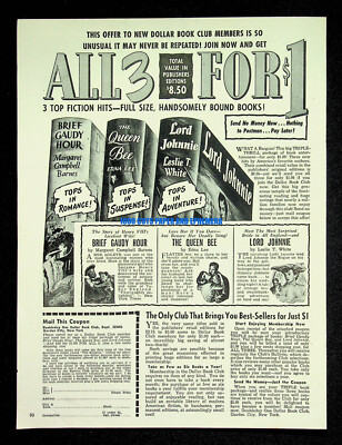 Doubleday One Dollar Book Club 1950 Trade Print Magazine Ad Poster ...