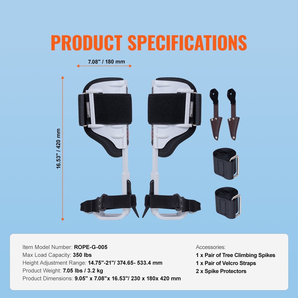 Tree Climbing Spikes Set Pole Spurs Gear Aluminum Adjustable Climber ...