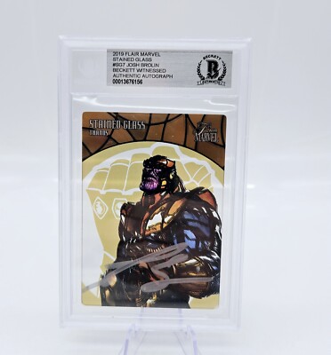 2019 Flair Marvel Stained Glass Thanos #SG7 Signed Josh Brolin Beckett ...