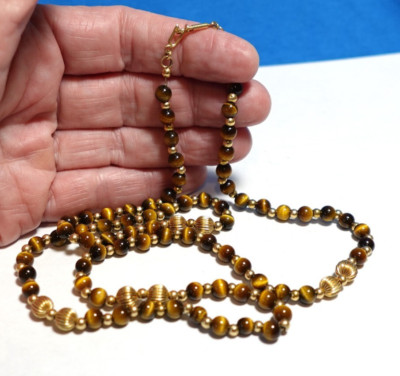 GOLD FILLED TIGERS EYE NECKLACE VINTAGE 24 INCHES 15.5 GRAMS | eBay