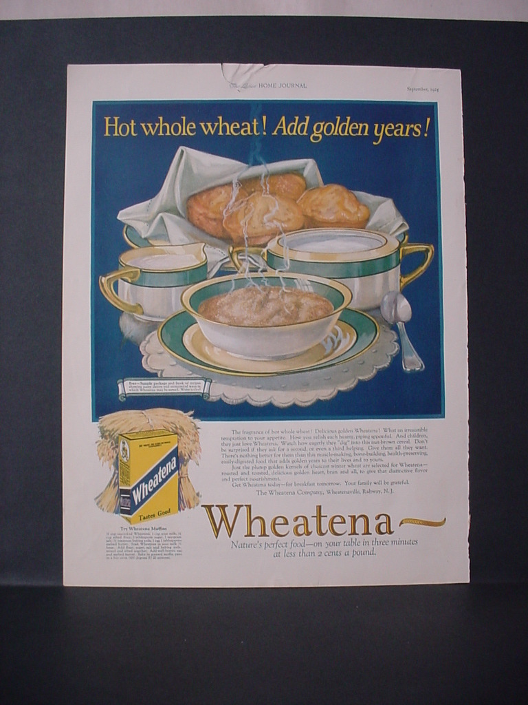 1925 Wheatena Baking Muffins Food Great Color Art Vintage Print Ad 240 ...