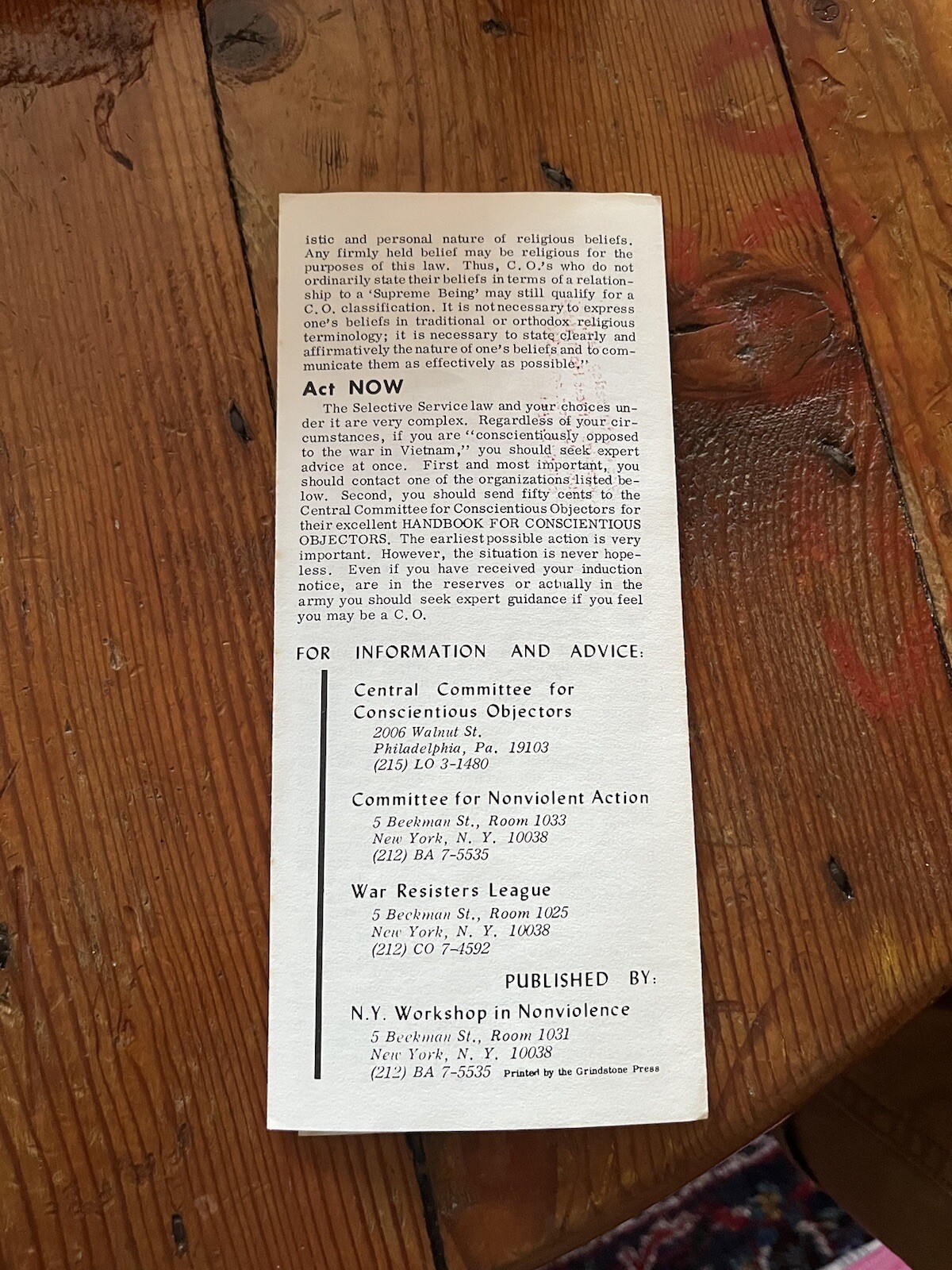 Guaranteed Original Vietnam War Draft Conscientious Objector CO ...