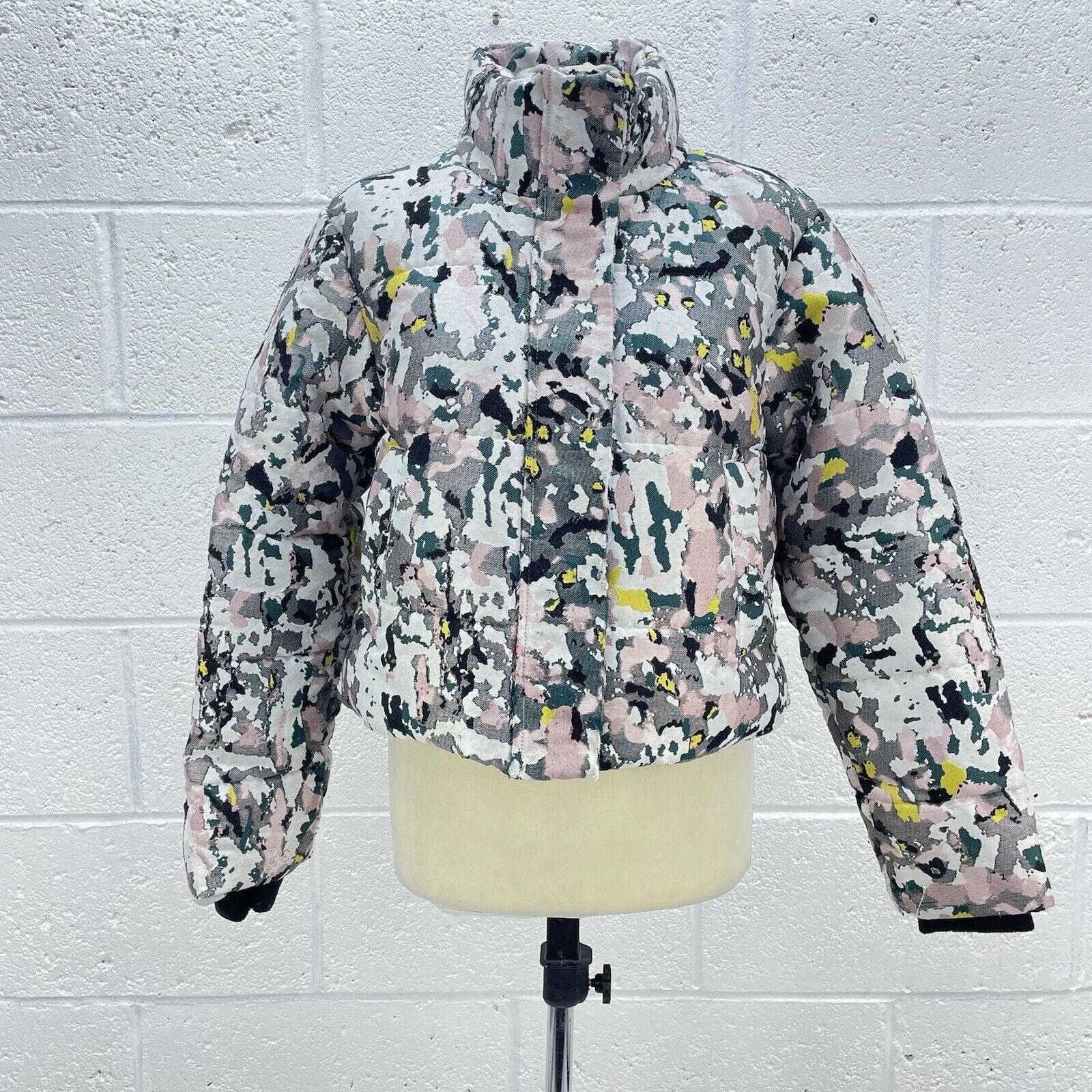 SUPERDRY Y2K GREY CAMO PRINT PINK GREEN THICK PADDED CROPPED JACKET ...