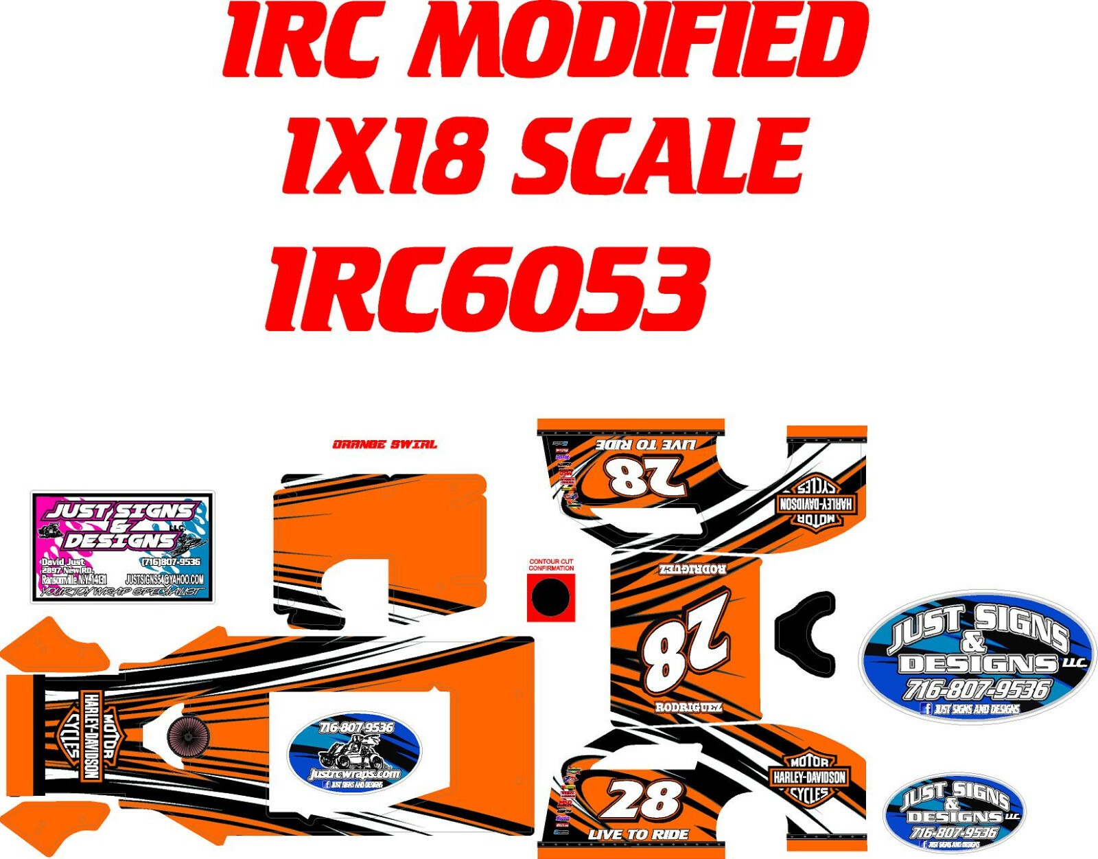 1RC MODIFIED 1RC605 WRAP THEME SWIRL ORANGE | eBay