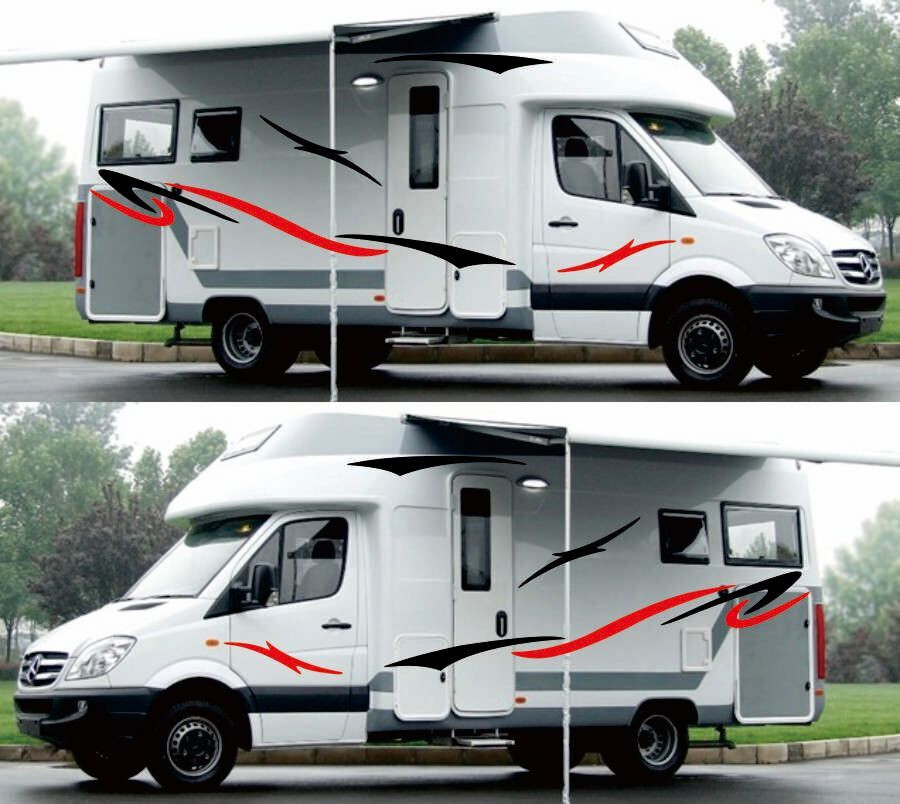 New Caravan Travel Trailer Camper Van Stripes Graphics Kit Decals Car ...