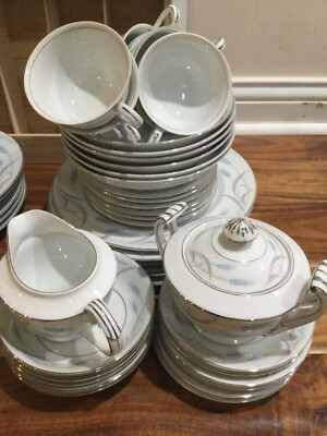 39-6pc setting VALMONT CHINA ROYAL WHEAT Platinum sugar cream BOWL ...