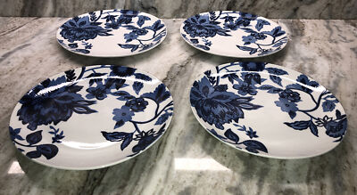 Set of 4 Royal Norfolk 10.5" Blue Floral Dinner Plates Brand New-SHIPS ...