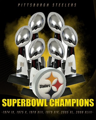 PITTSBURGH STEELERS Super Bowl Trophies Glossy 8 x 10 Photo FAN/Man ...