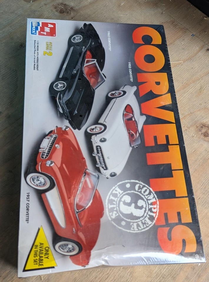 1:25 AMT 3 Corvettes Kit Models # 8175 Three 1957 1953 1963 in Box ...
