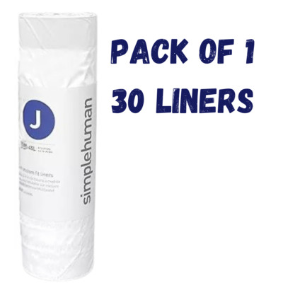 Simplehuman Code J Bin Liners Single Roll of 30 Liners Drawstring bags ...