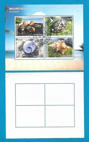 SEA SHELLS SOUVENIR SHEET,FULLSET,MINTCANCELLED'WATERFRONT*MAURITIUS ...