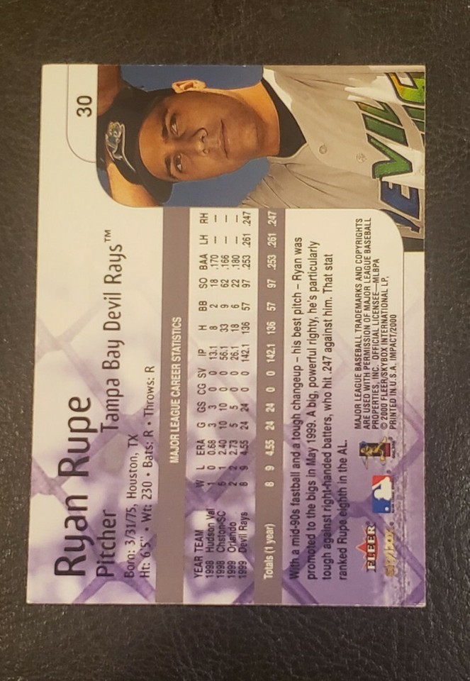 2000 Impact Prospects Ryan Rupe #30 Devil Rays | eBay