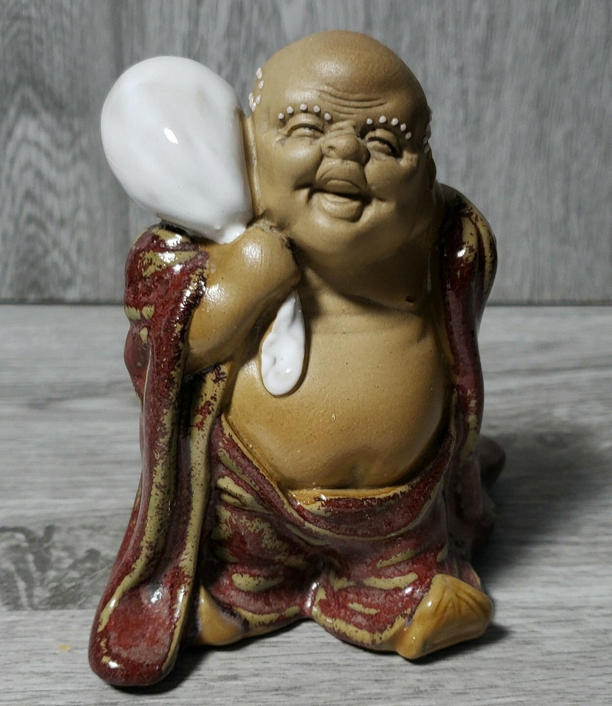 Vintage Oriental Chinese Shiwan Mudman Happy Buddha, Clay Figurine ...