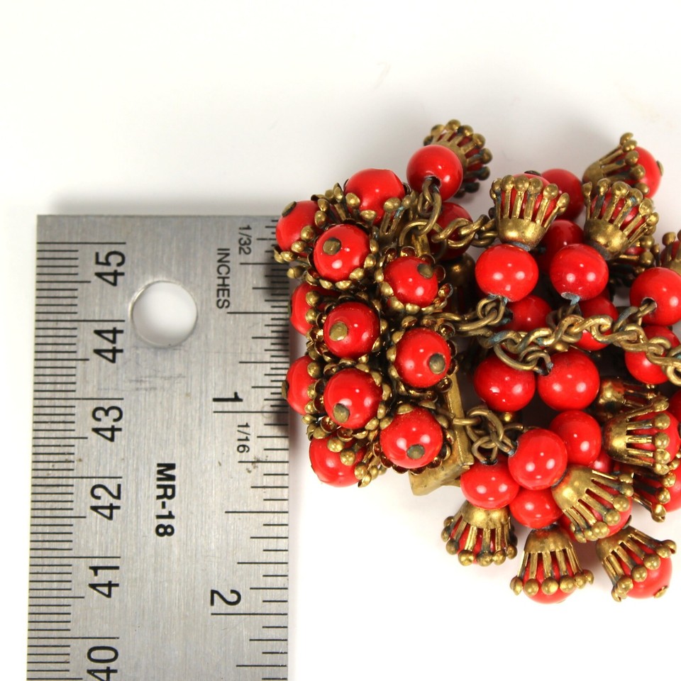 Miriam Haskell Brooch Early Unsigned Red Book Piece Hand Tied Crown Cap ...