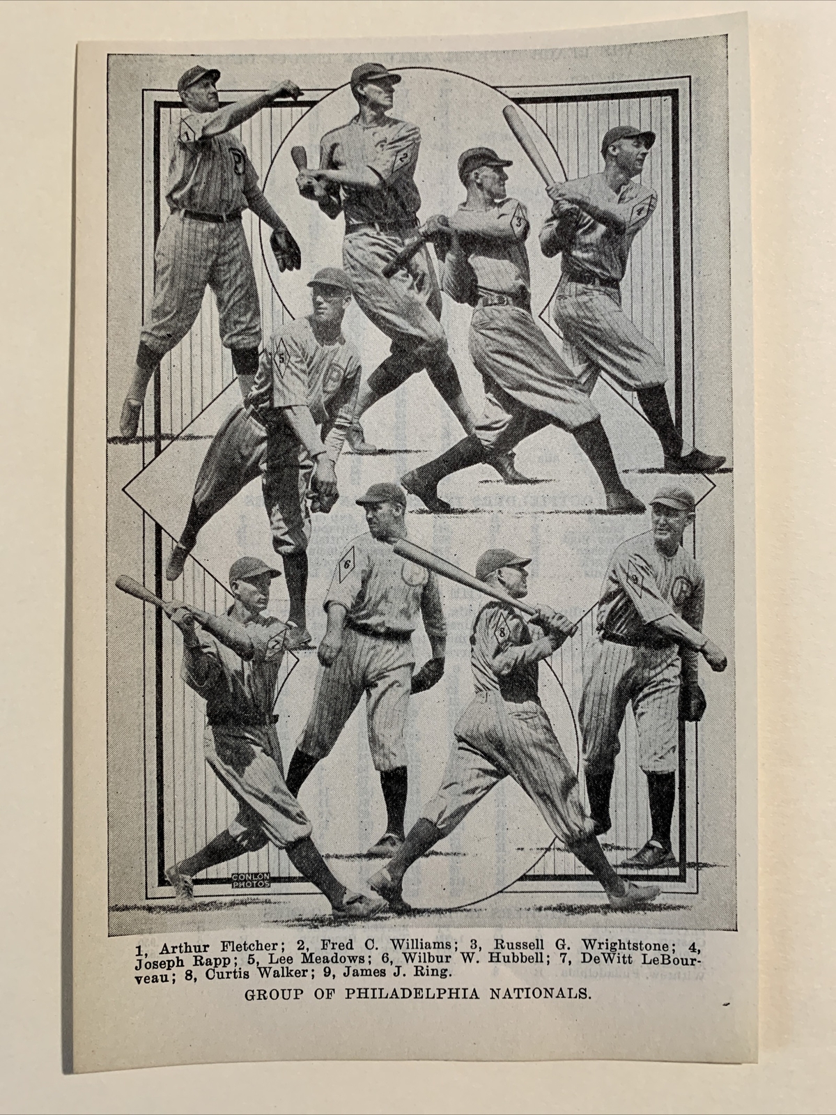 Philadelphia Phillies Lee Meadows Curt Walker 1922 Baseball Team 4X6 ...