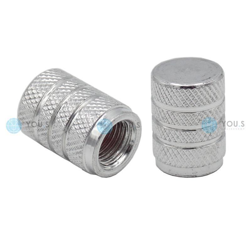 2 Piece You.S Aluminium Valve Caps Silver with Seal Cap for Car Vehicle ...