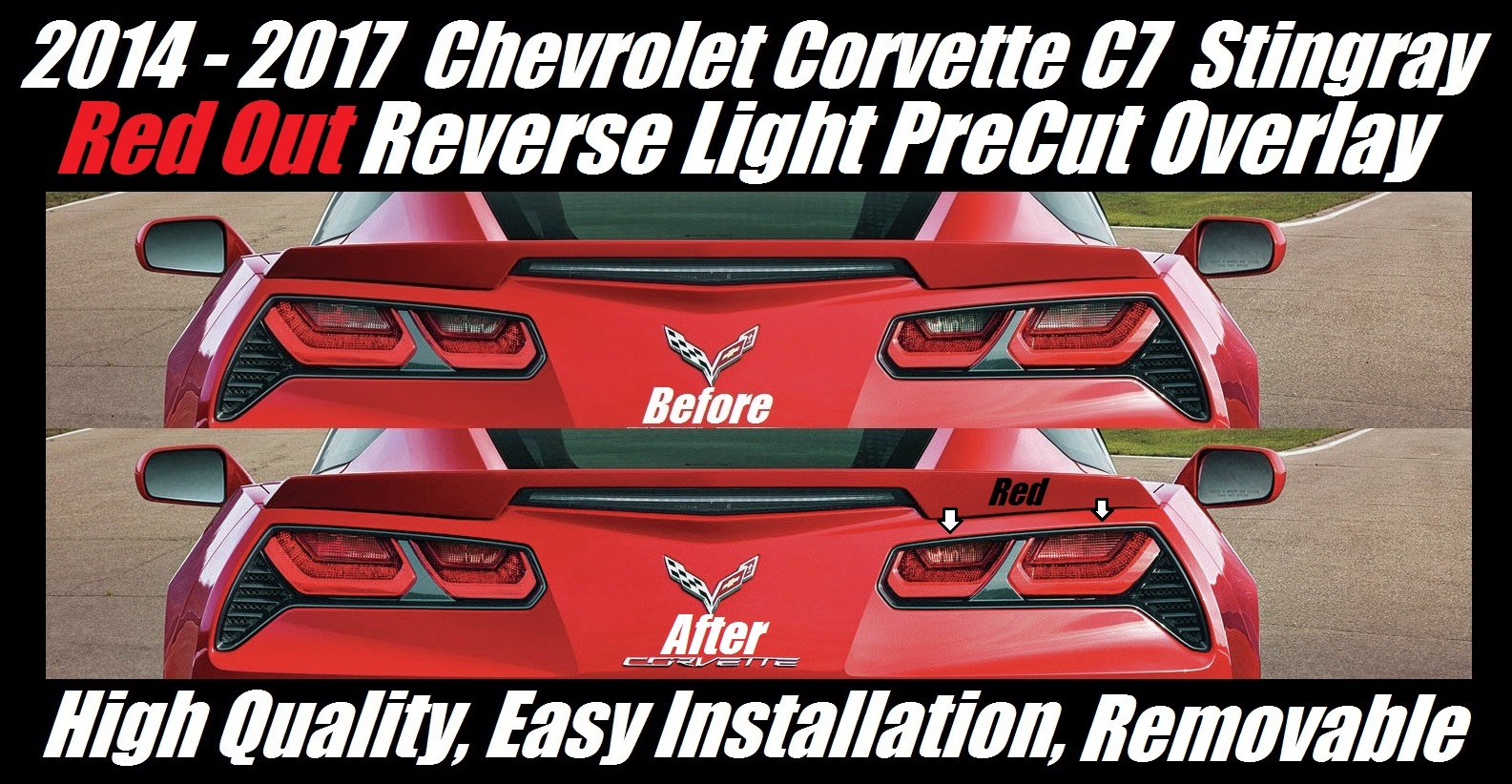 Red Out Reverse Light Overlay for 2014 - 2019 Chevrolet Corvette C7 ...