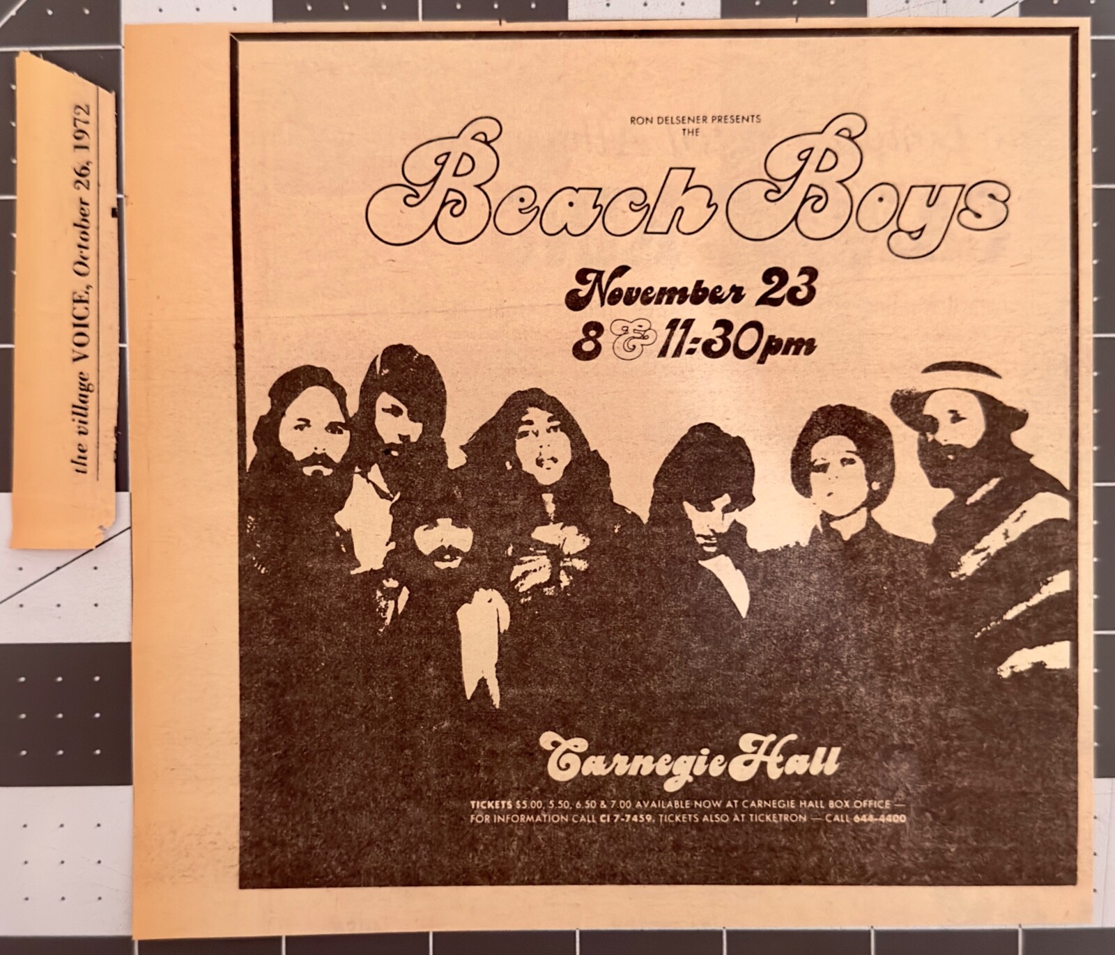 Original Concert Ad - Beach Boys - 1972 November 23 - Carnegie Hall ...