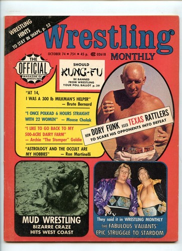 WRESTLING MONTHLY 10/74 VALIANT BROTHERS DORY FUNK MUD MOOSE CHOLAK ...