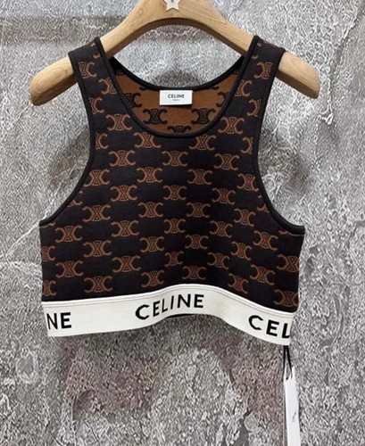 CELINE Logo Print Cropped Tank Top M F/S from Japan | eBay