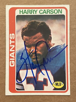 HARRY CARSON Signed HOF 1978 Topps #393 Giants SC State Bulldogs ...
