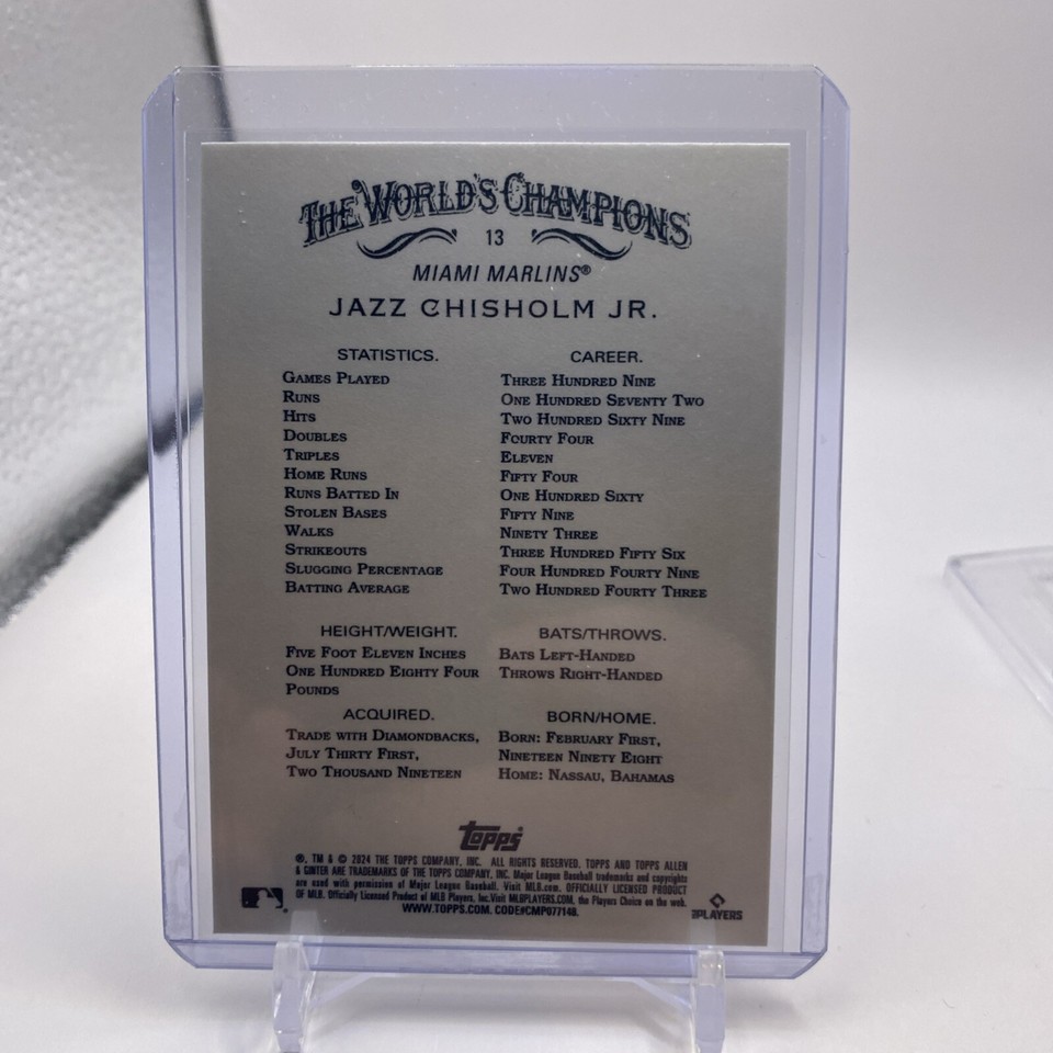 Jazz Chisholm Jr - 2024 Topps Allen & Ginter Foil Filigree SP #13 ...