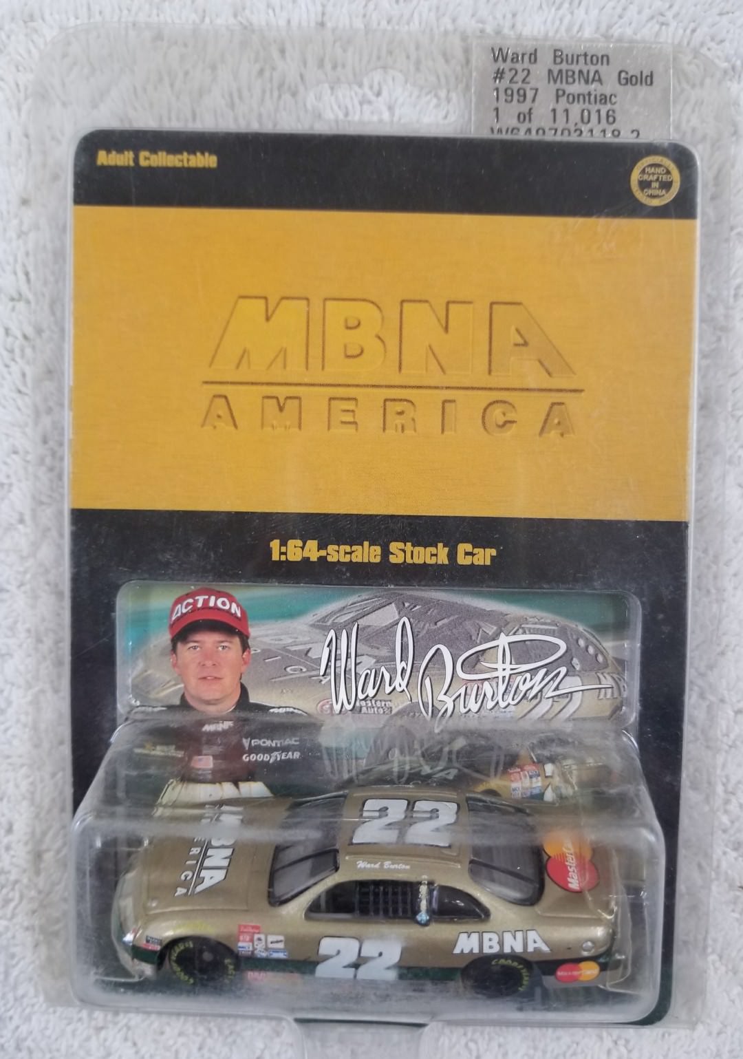 WARD BURTON #22 MBNA AMERICA GOLD 1997 PONTIAC 1 OF 11,016 ACTION STOCK ...