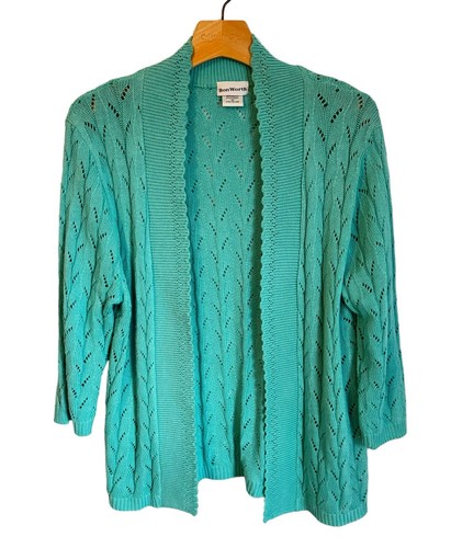 Bonworth Cardigan Size Pm Green Sleeves 3/4 Women Cardigan | eBay