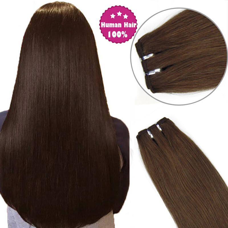 Full Head Double Weft Sew in Weft Hair Extensions Weave Real Human Hair ...