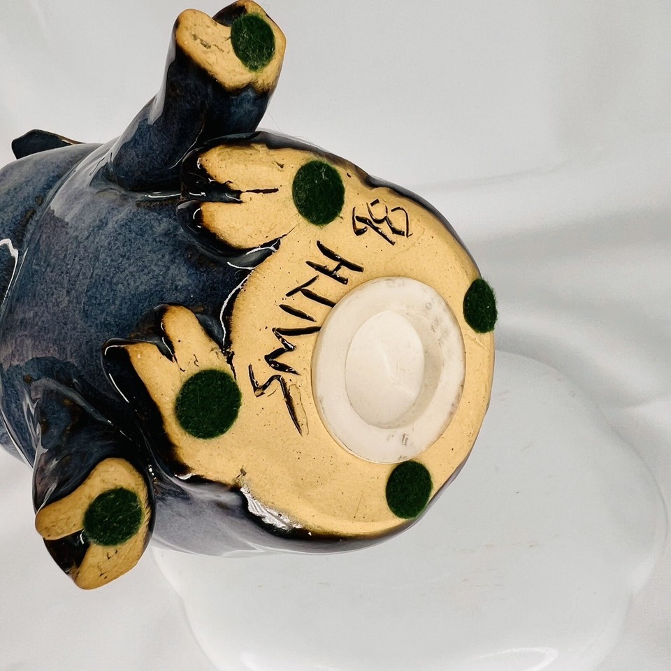 Vntg SMITH Blue Pig Piggy Bank Indigenous Southern Primitive Folk Art ...