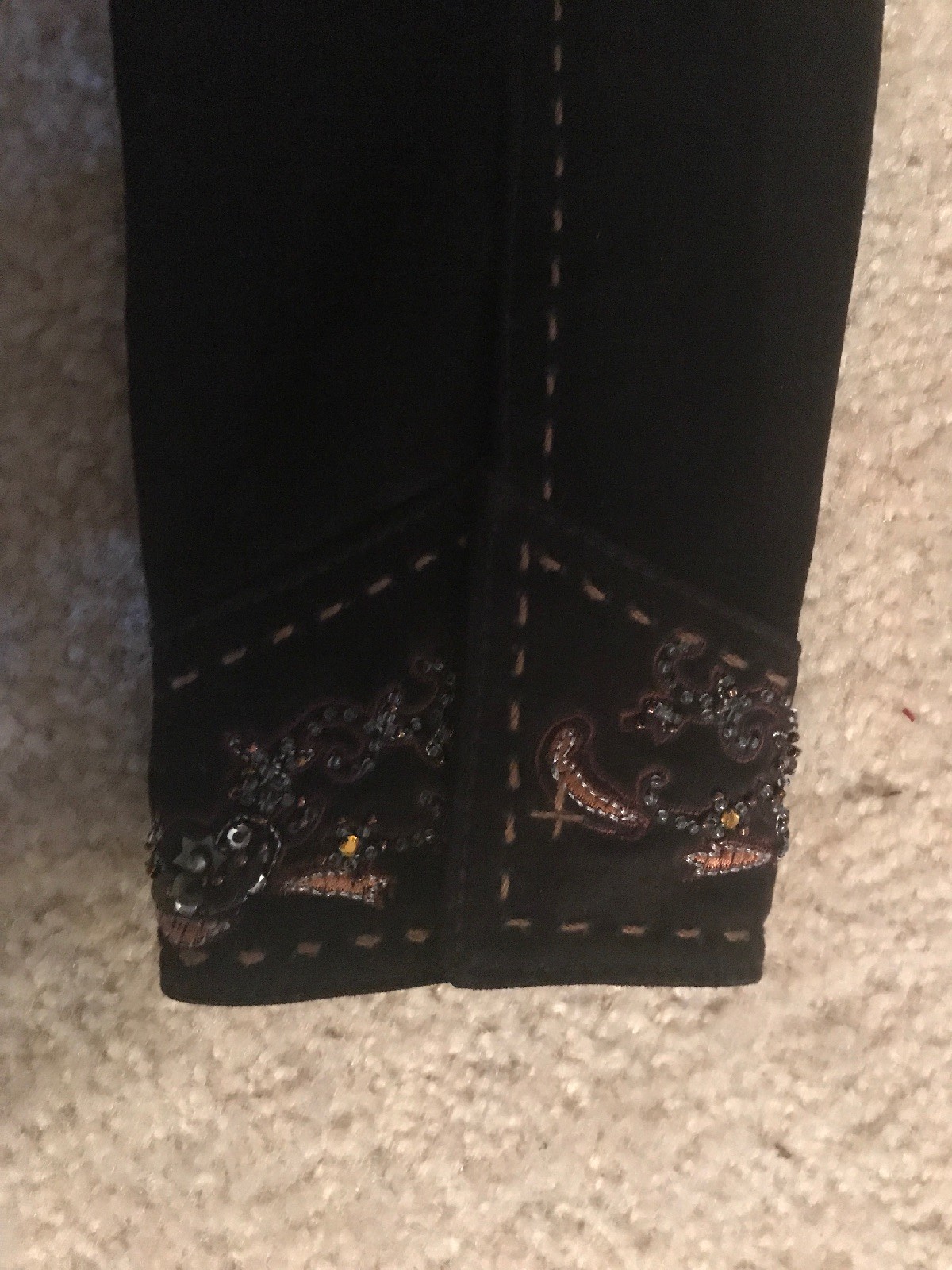 CWC Coldwater Creek suede leather bead jean jacket style coat blazer ...