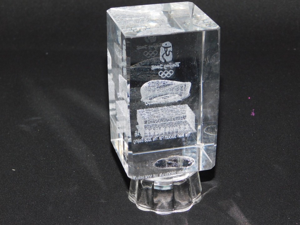 *RARE* Laser etched Beijing Olympics 2008 Stadium Souvenir Glass ...
