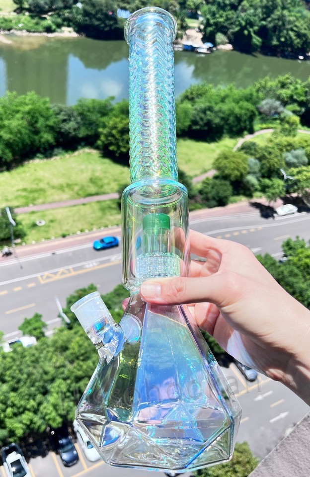 15'' Glass Bong Large Capacity Polygon Water Pipe Thick Smoking Hookah ...
