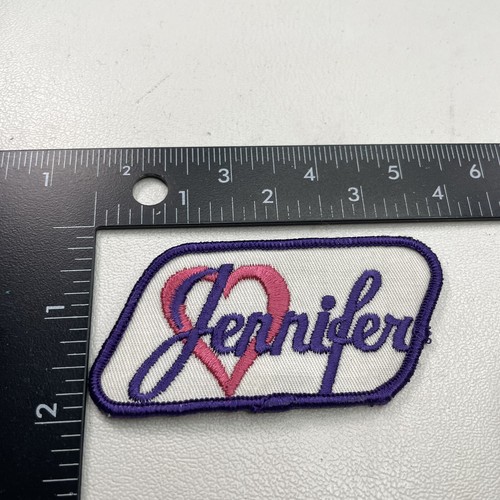 Vintage Retro Fancy Pink Heart Name JENNIFER Patch (Cursive Purple ...