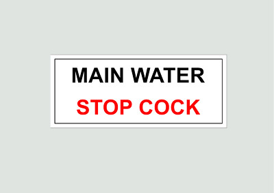 Main Water Stop Cock Sticker Durable, Waterproof Essential for Every ...