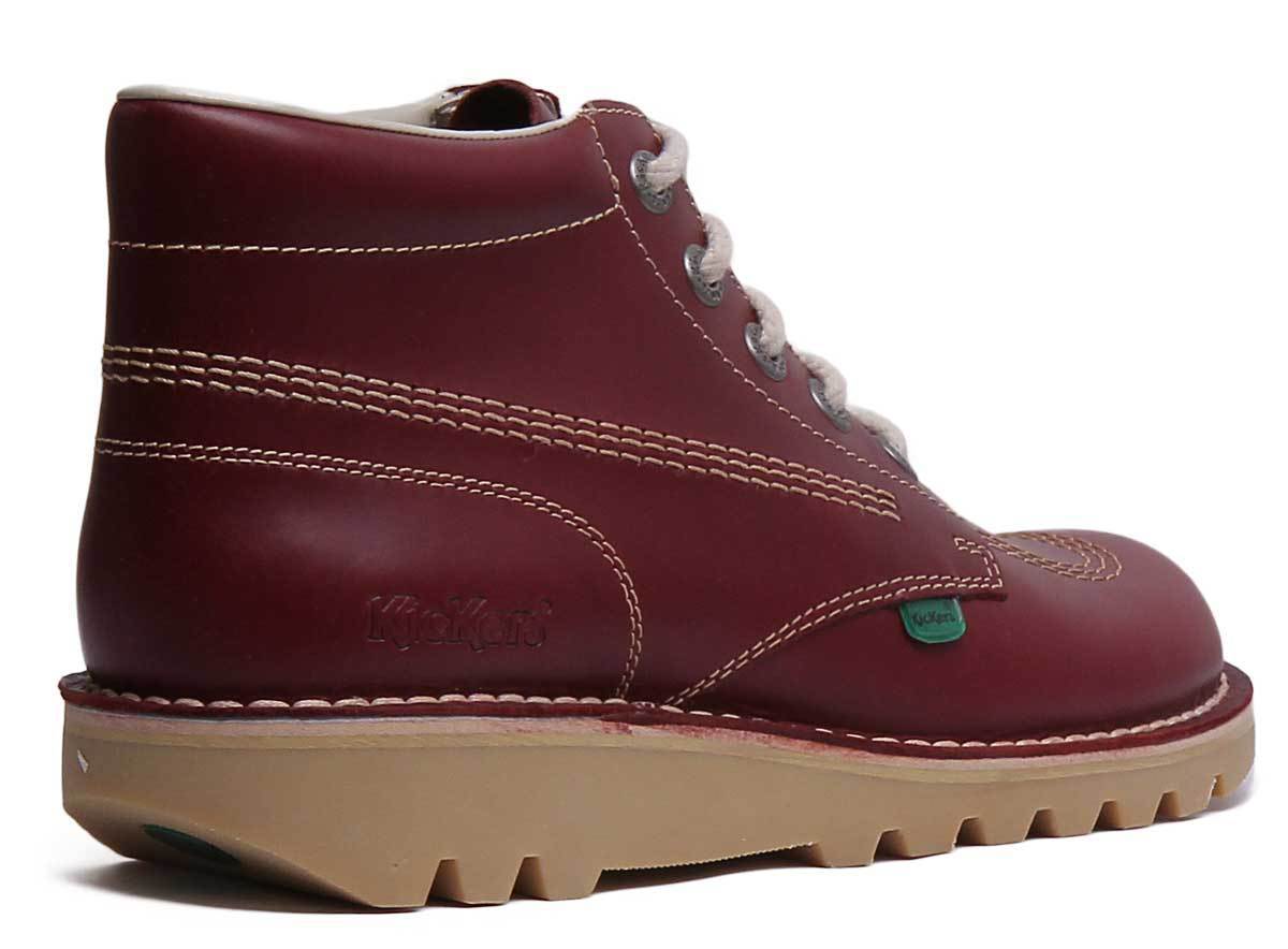 Kickers Kick HI Core Mens Casual Leather Ankle Boots In Dark Red Size ...