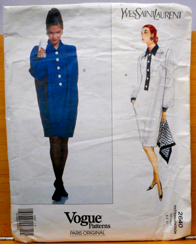 Vintage Vogue Pattern 2640 Paris Original Yves Saint Laurent-Dress Sz-6 ...