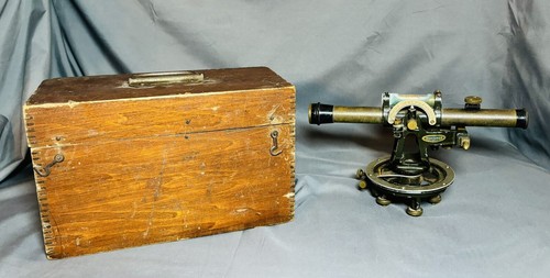 Vintage Craftsman USA Surveyor Transit Level Tool with Wooden Carry Box ...