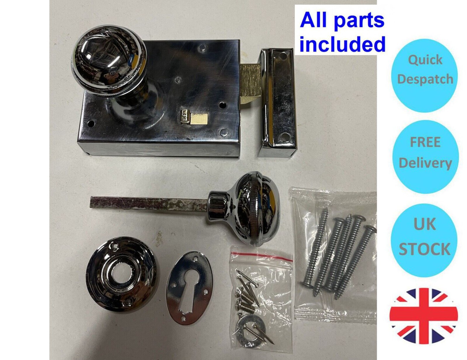 Locking Snib WC Rim Latch & Door Knob Set Brass Chrome Satin 102x75mm ...